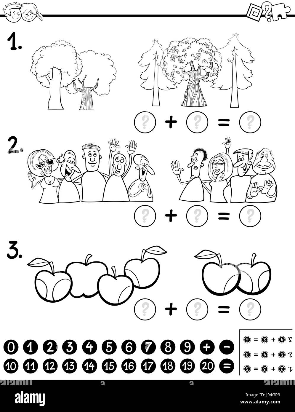 Black and White Cartoon Illustration of Educational Counting and ...