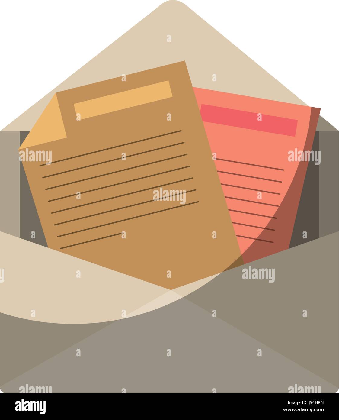 colorful silhouette of opened envelope mail without contour and shading ...