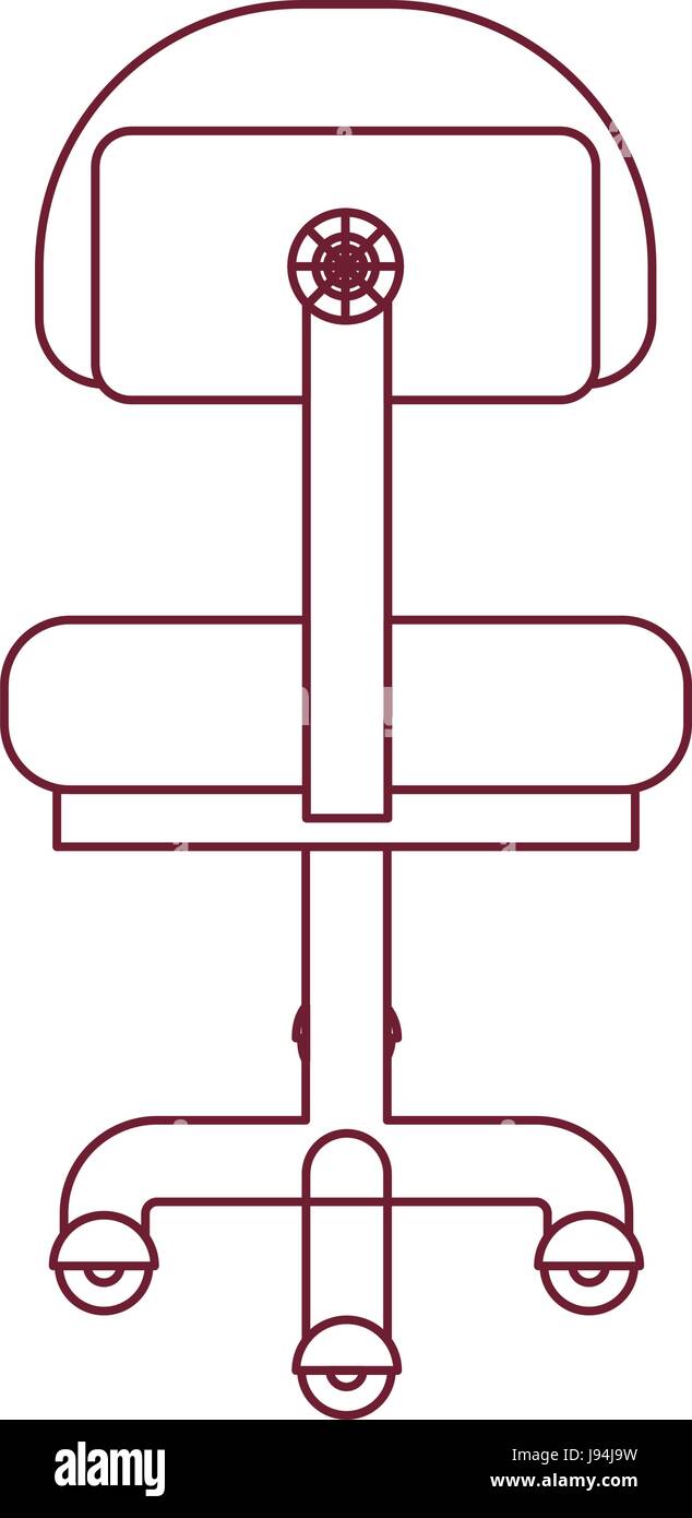 dark red line contour of office chair back view Stock Vector Image ...