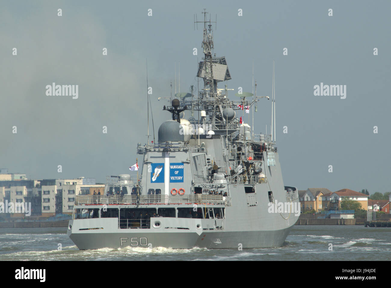 Indian Naval Vessel INS Tarkash F50 heads down the river Thames after ...