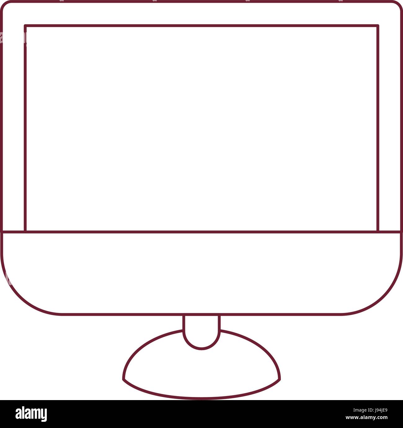 dark red line contour of lcd monitor Stock Vector Image & Art - Alamy