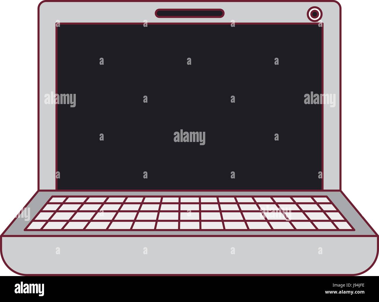 dark red line contour and gray color of laptop computer Stock Vector ...