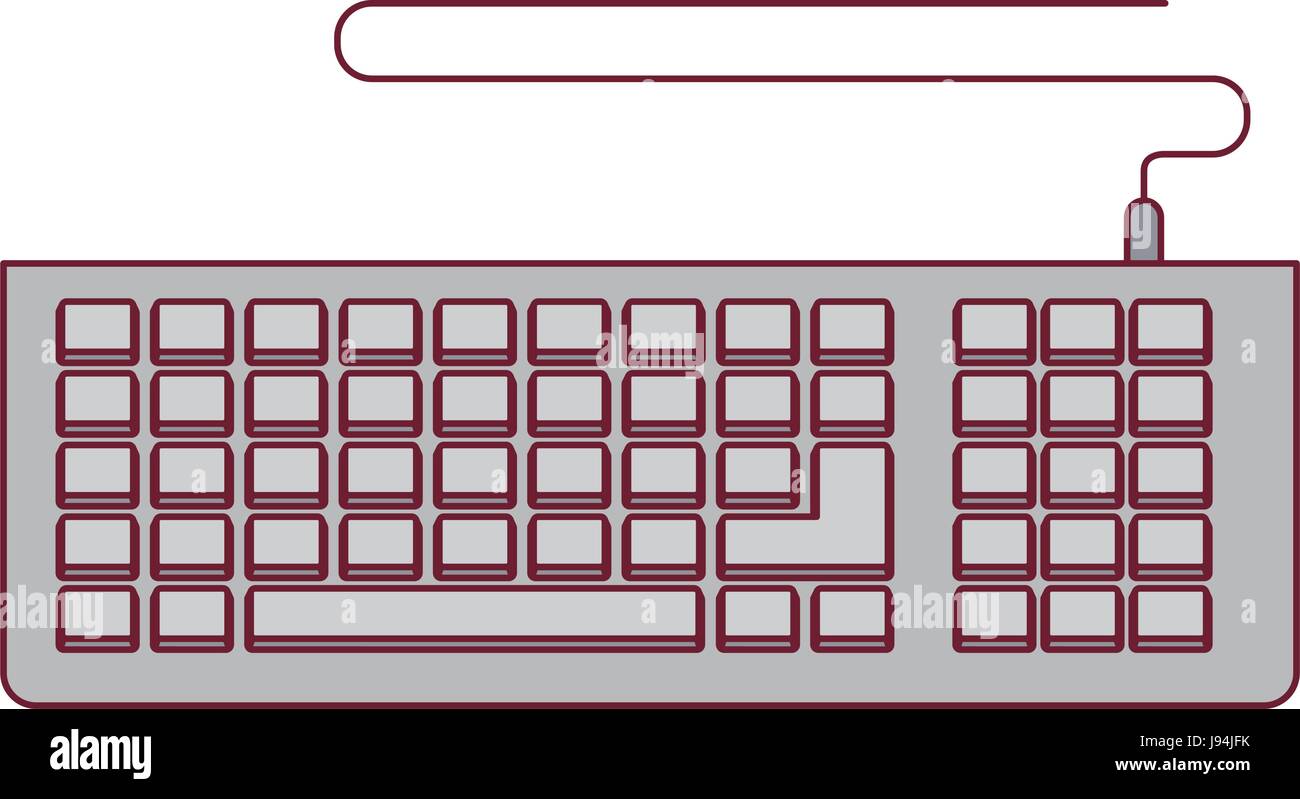 dark red line contour and gray color of computer keyboard Stock Vector ...