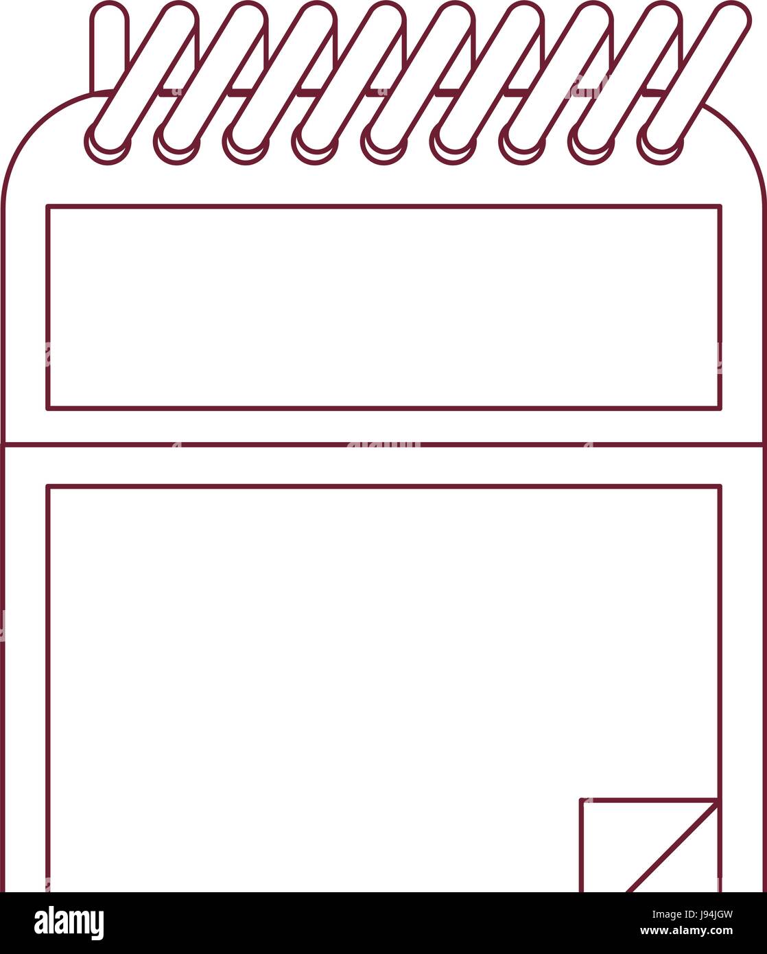dark red line contour of notepad with spiral Stock Vector Image & Art ...