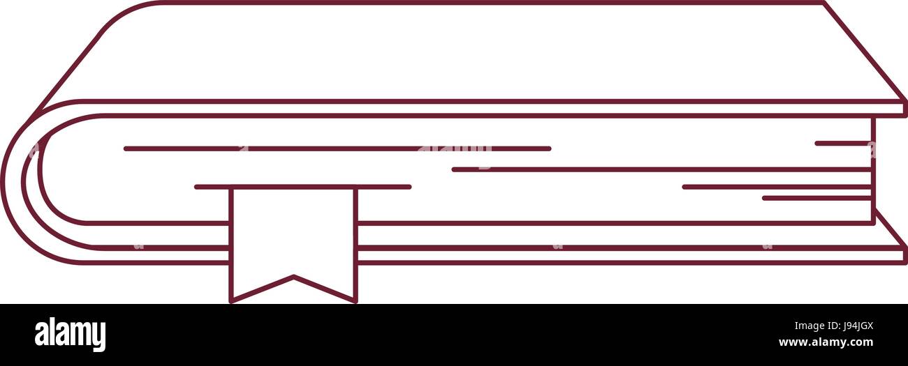 dark red line contour of book with bookmark Stock Vector Image & Art ...