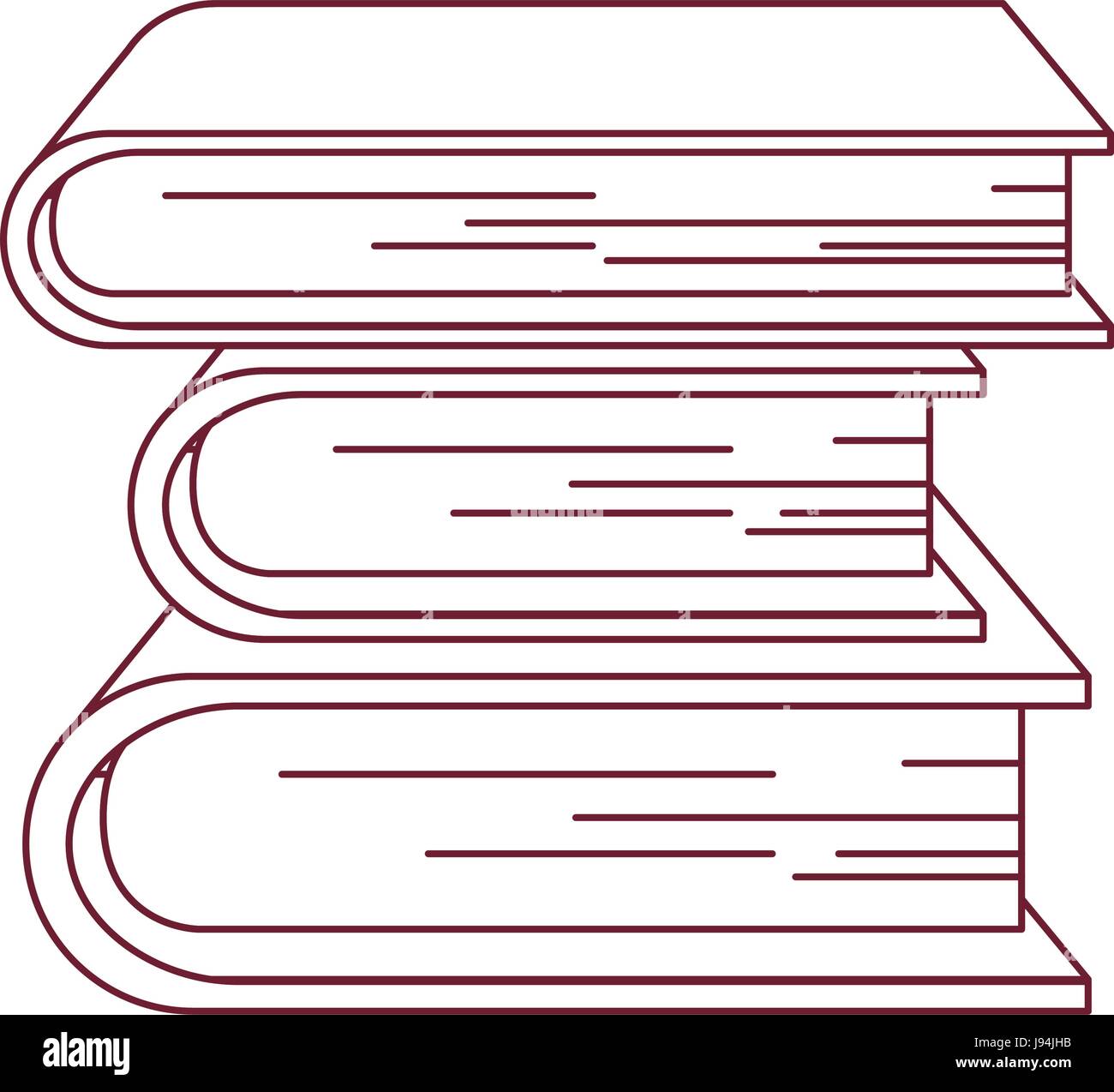 dark red line contour with collection of books Stock Vector Image & Art ...