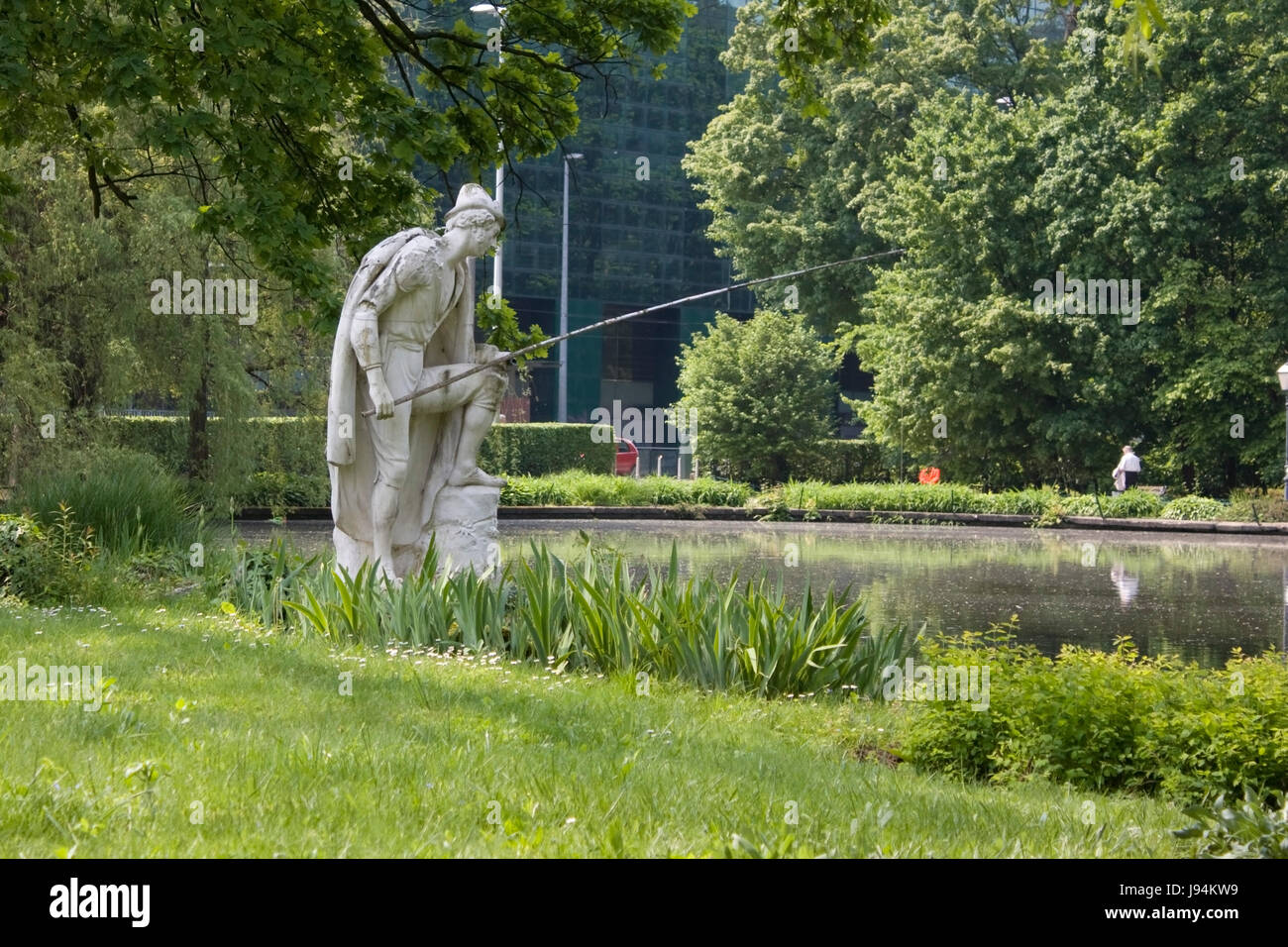 park, stone, statue, sculpture, fish, fisherman, angler, nature ...