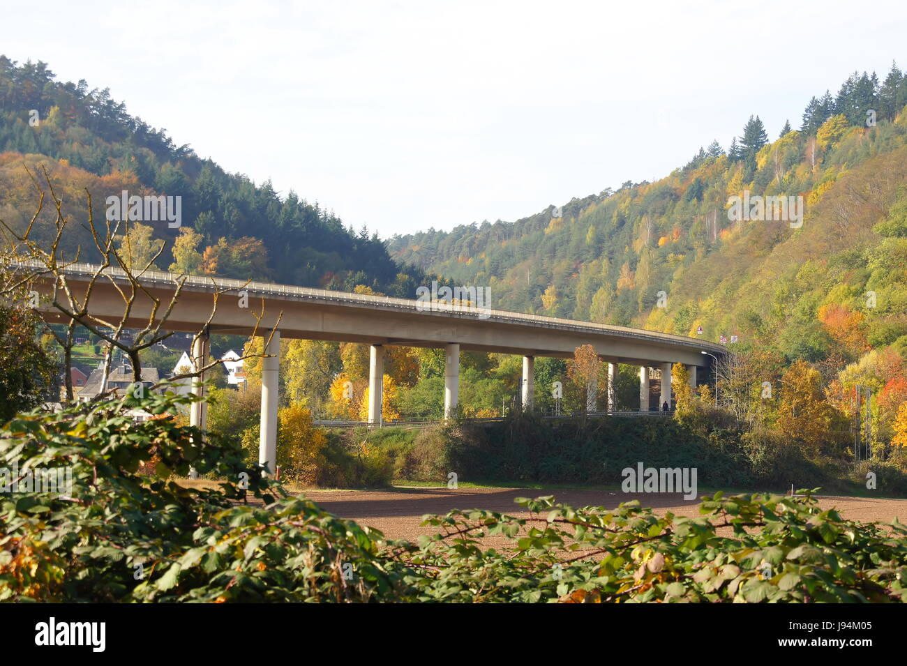 bridge, through road, route, bridge, columns, bridges, valley, style of ...