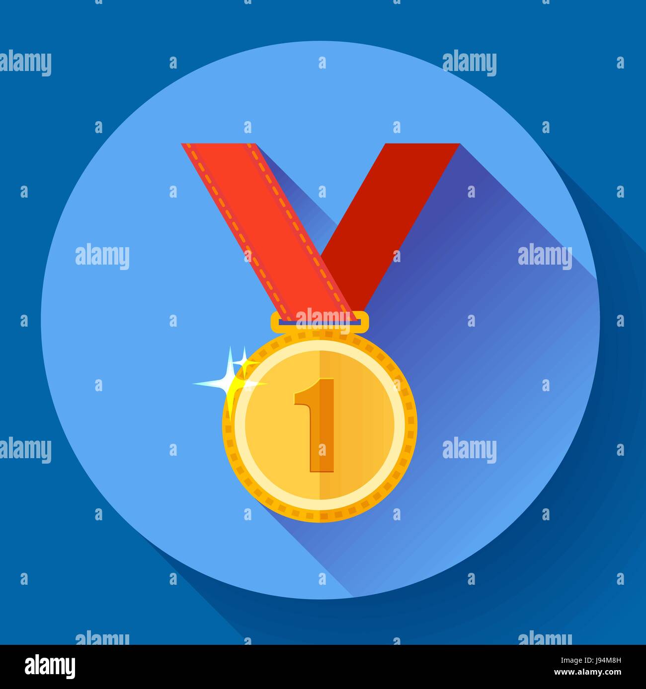 Gold medal icon - first place. Flat design style Stock Vector Image ...