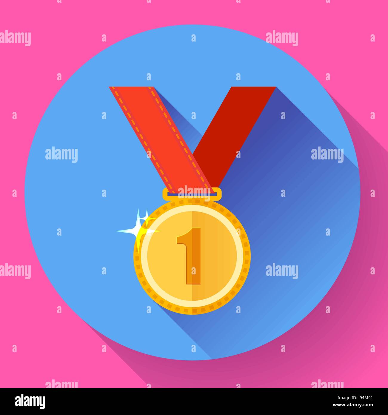 Gold medal icon - first place. Flat design style Stock Vector Image ...