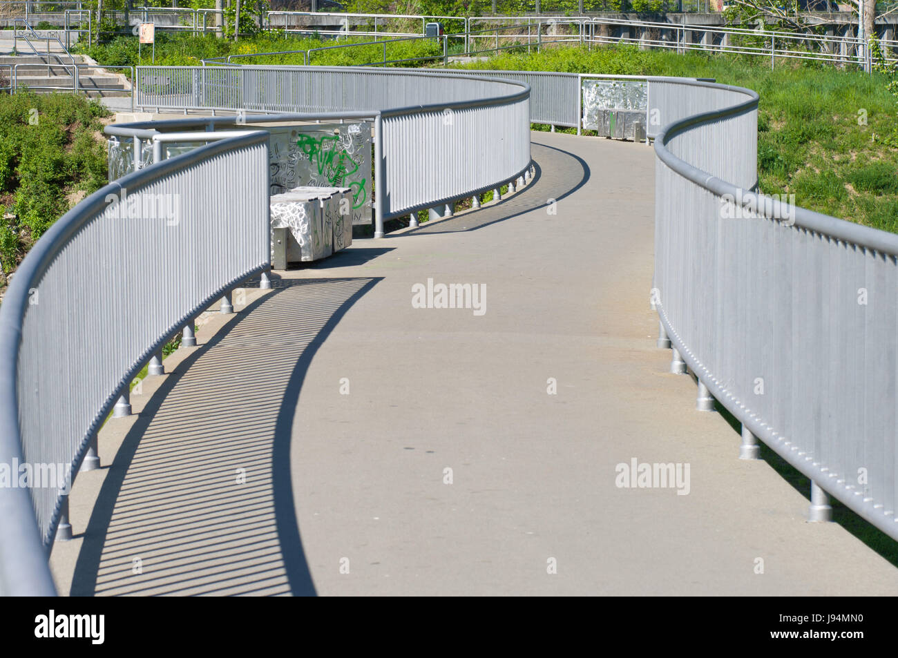 bridge, anomalous, unusual, sidewalk, transition, pedestrian, road ...