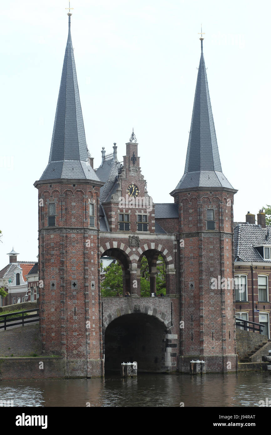The Waterpoort or water gate is a landmark in Sneek, the Netherlands. A ...