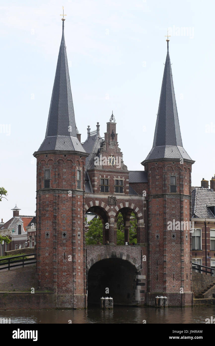 The Waterpoort or water gate is a landmark in Sneek, the Netherlands. A ...