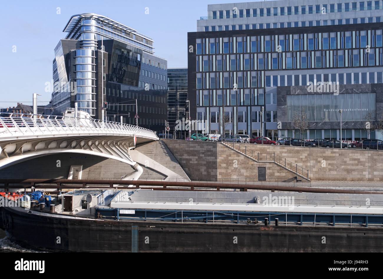 bridge, berlin, bark, blue, house, multistory building, multistorey ...