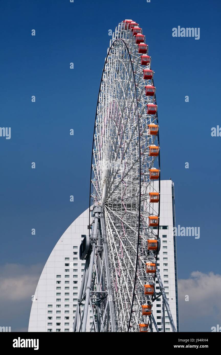 asia, wheel, ferris wheel, giant wheel, japan, blue, asia, gondolas ...