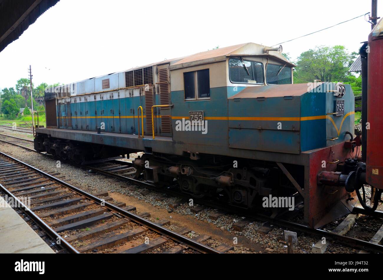 Weathered and grimy Sri Lankan Railways diesel electric locomotive ...