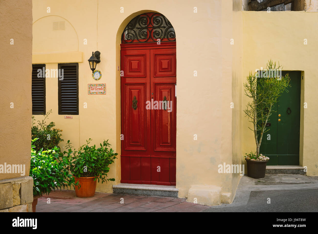 Rabat, Malta - March 10 2017: Facade of traditional maltese house in ...
