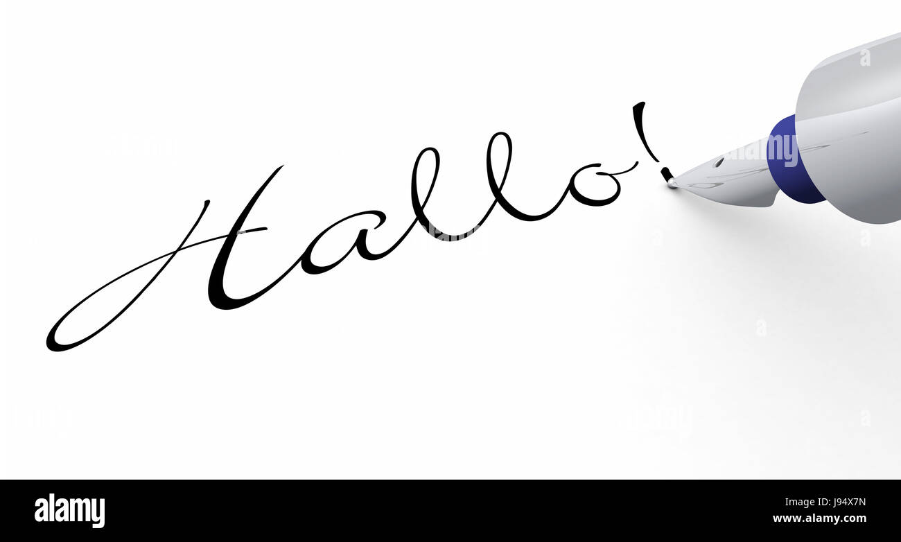 pen concept - hello! Stock Photo - Alamy