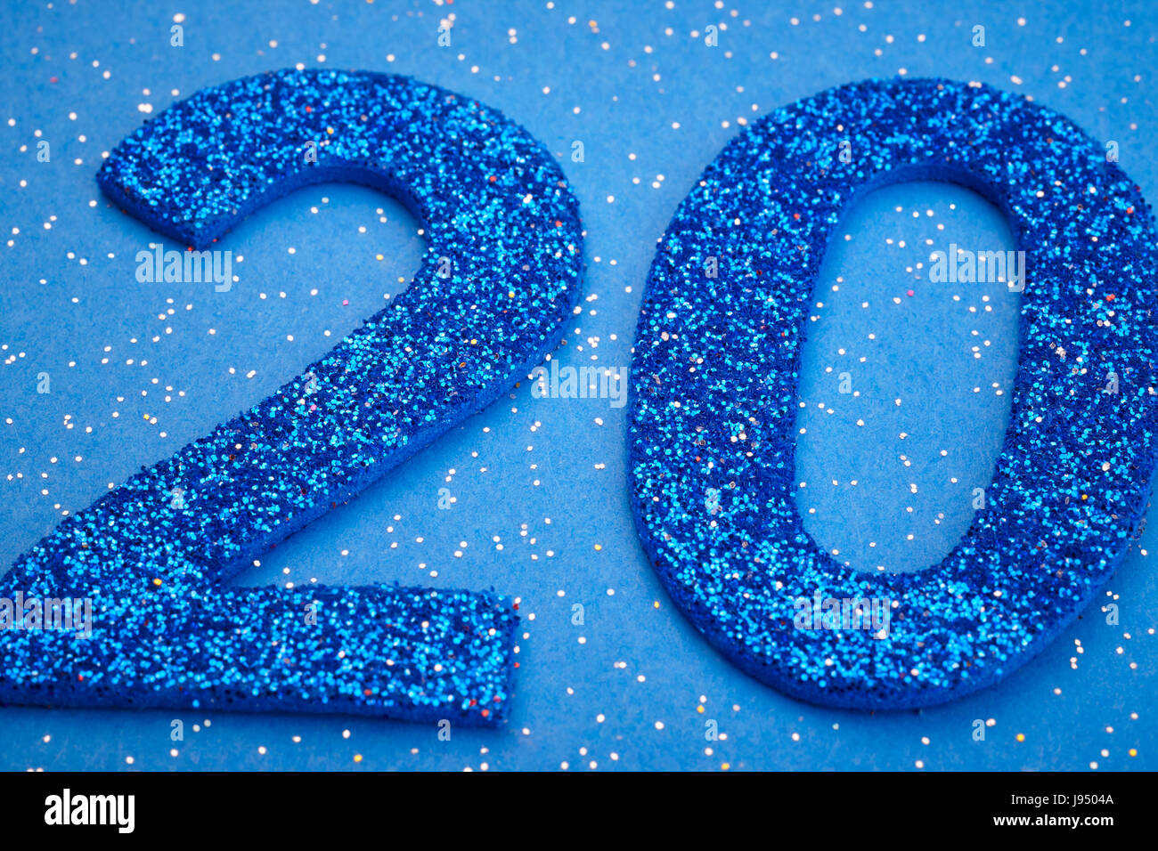 Number twenty blue color over a blue background. Anniversary ...