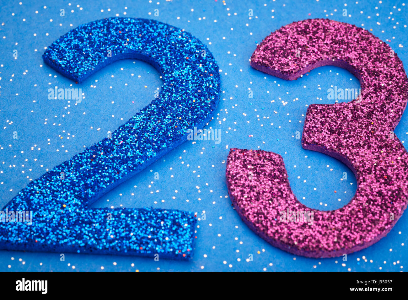 Number twentythree blue purple color over a blue background ...