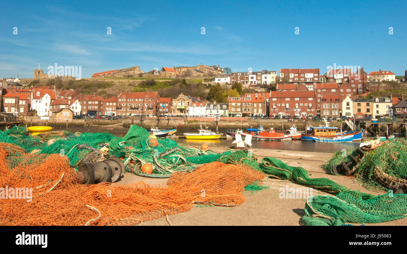 england, abbey, england, abbey, promenade, jetty, fishing gear, whitby ...