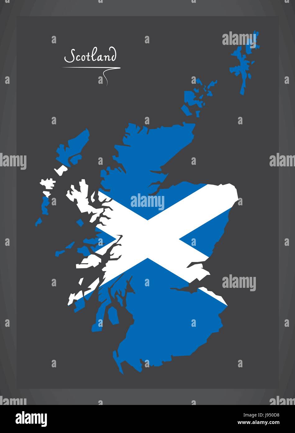 Scotland map with Scottish national flag illustration Stock Vector ...