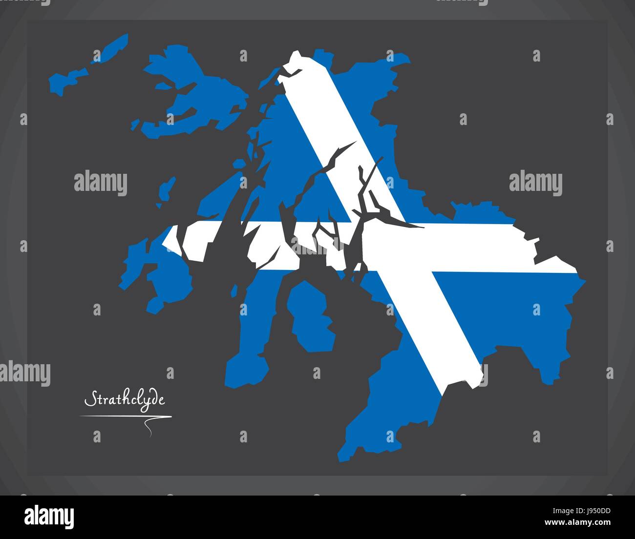 Strathclyde map with Scottish national flag illustration Stock Vector ...
