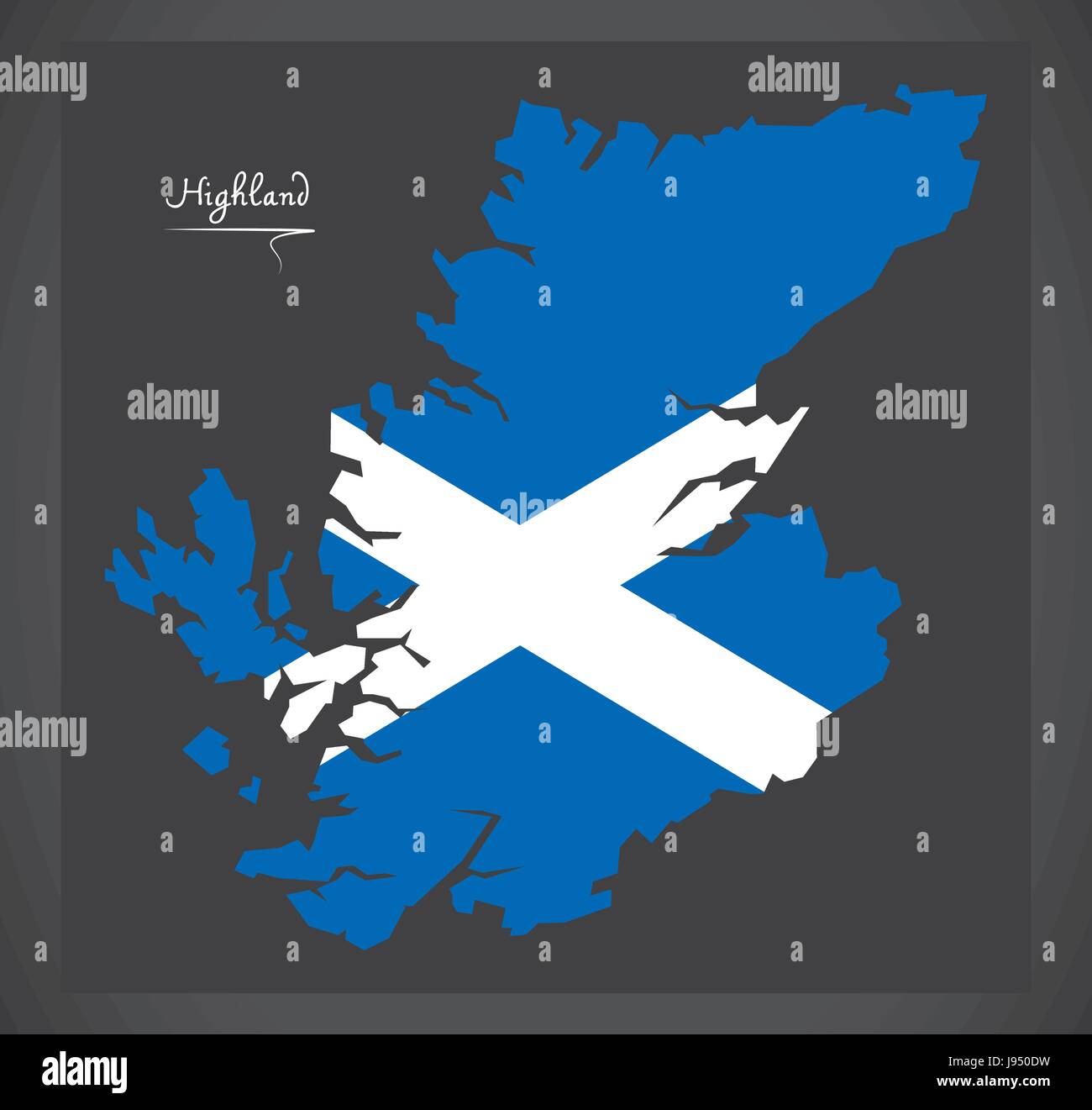 Highland of Scotland map with Scottish national flag illustration Stock ...