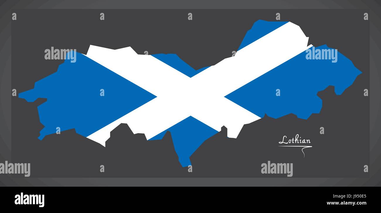 Lothian map with Scottish national flag illustration Stock Vector Image ...