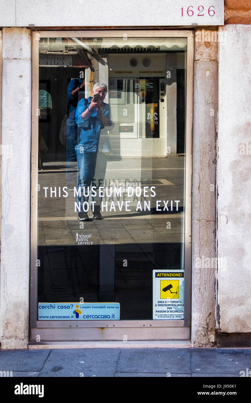 Venice,Italy,Castello. Amusing sign in display window of shop in Via ...