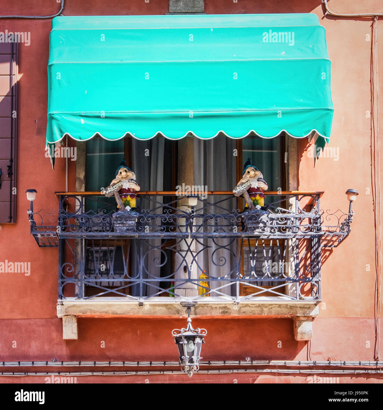Venice,Italy,Castello. Balcony of Venetain house with decorative ...
