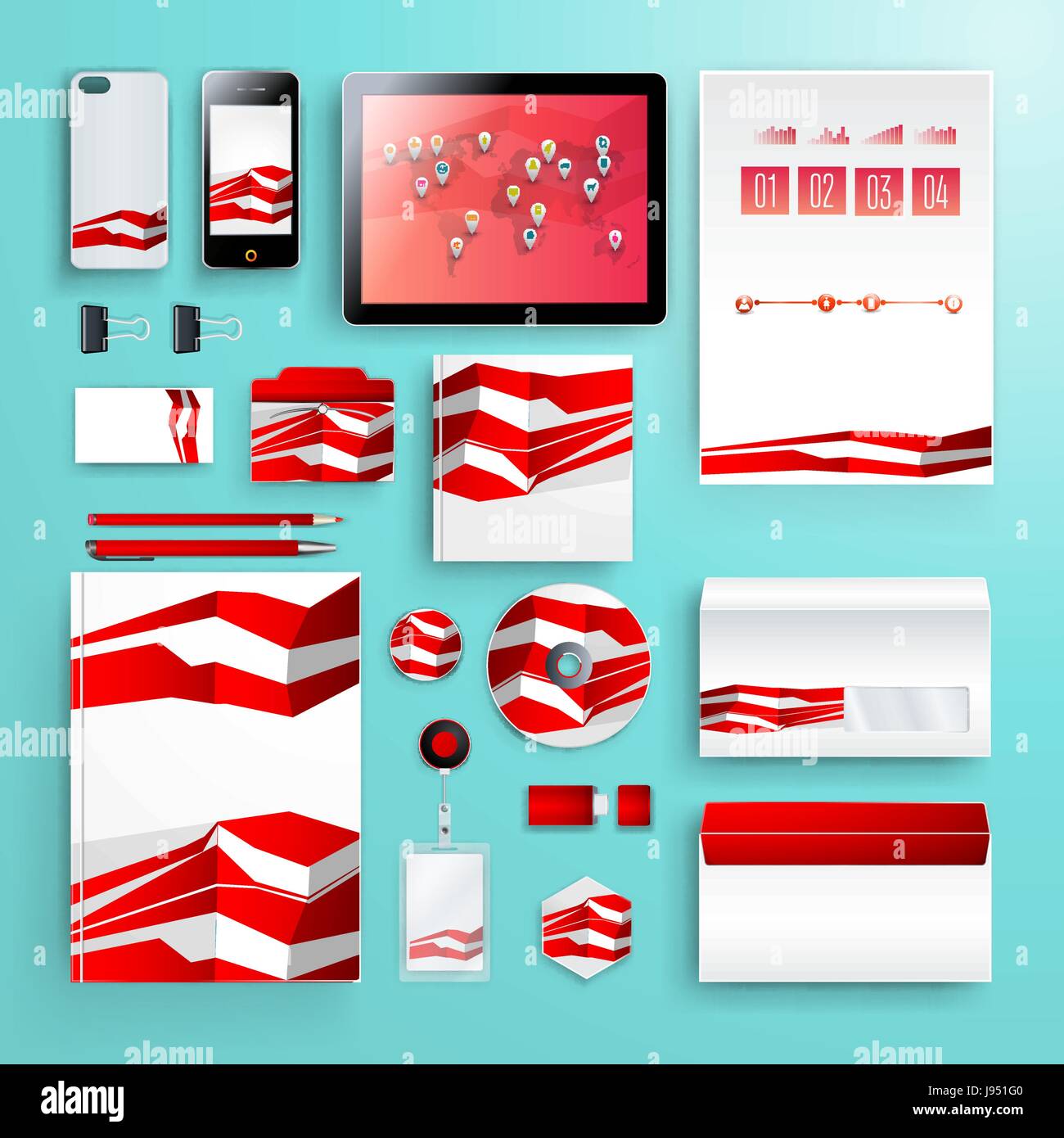 Corporate identity template with color elements. Vector company ...