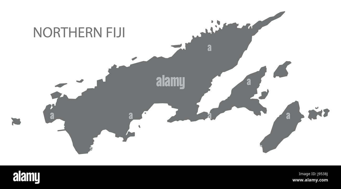 Northern Fiji Island map grey illustration silhouette Stock Vector ...