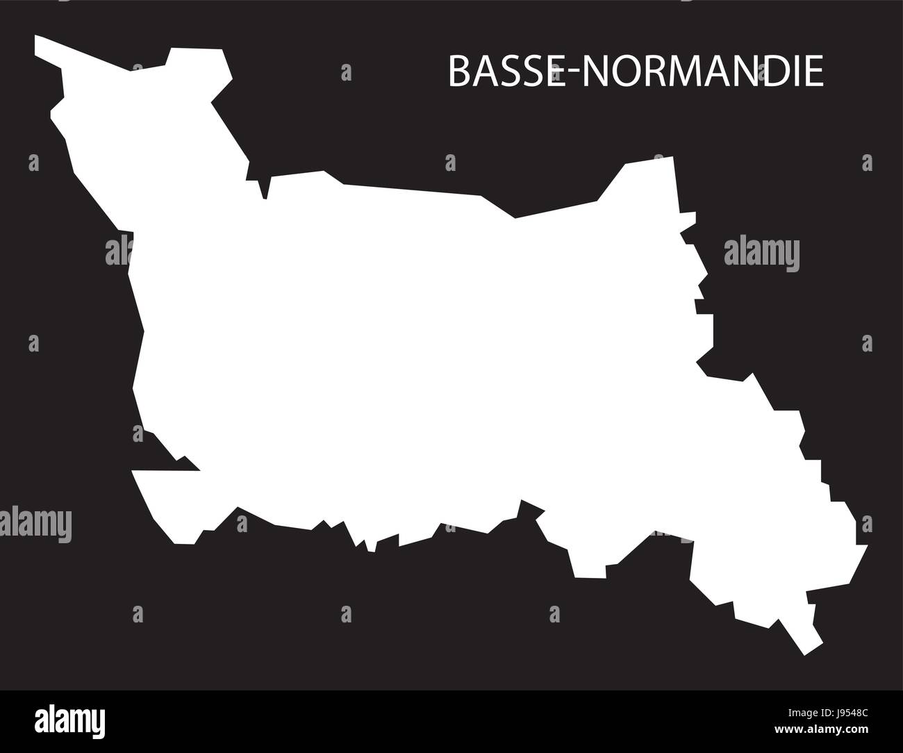 Basse - Normandie France map black inverted silhouette illustration ...