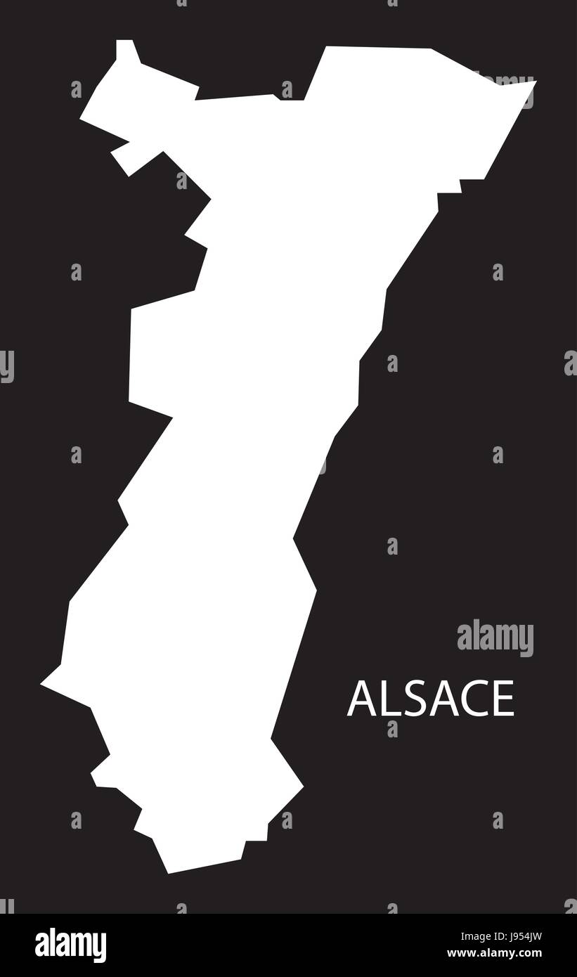 Alsace France map black inverted silhouette illustration Stock Vector ...