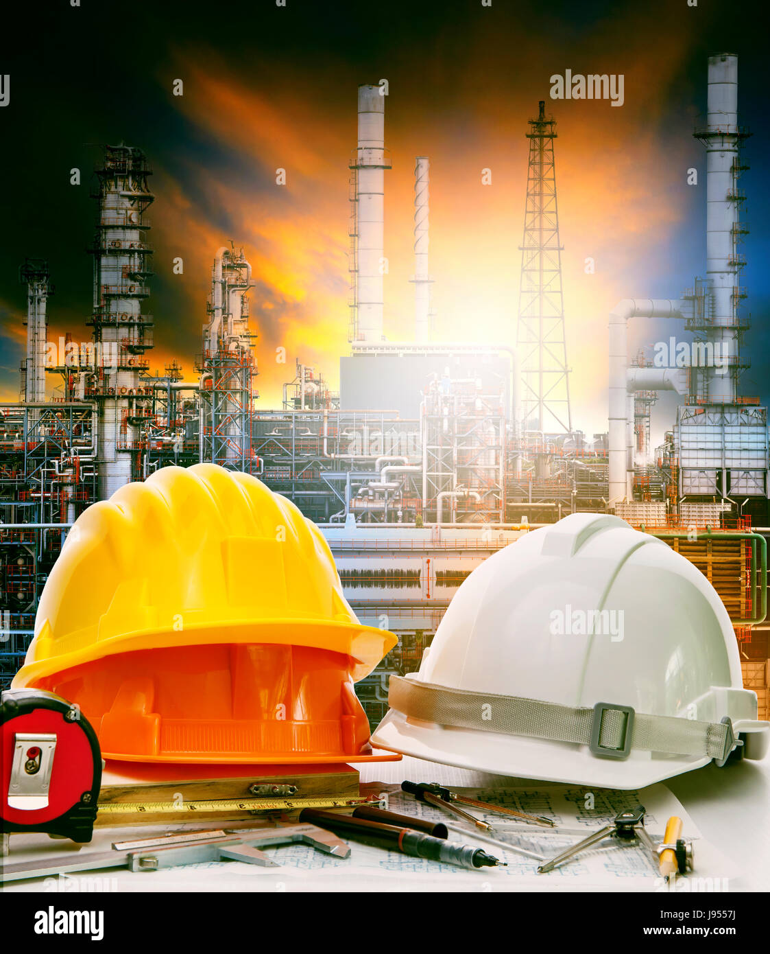 working table of engineer in oil refinery industry plant use for heavy ...