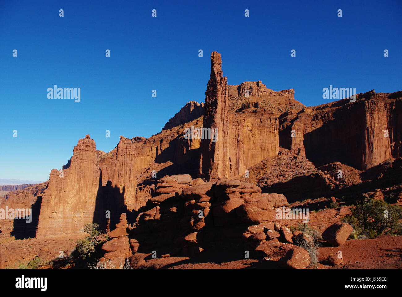 tower, desert, wasteland, rock, dry, dried up, barren, wall, blue ...
