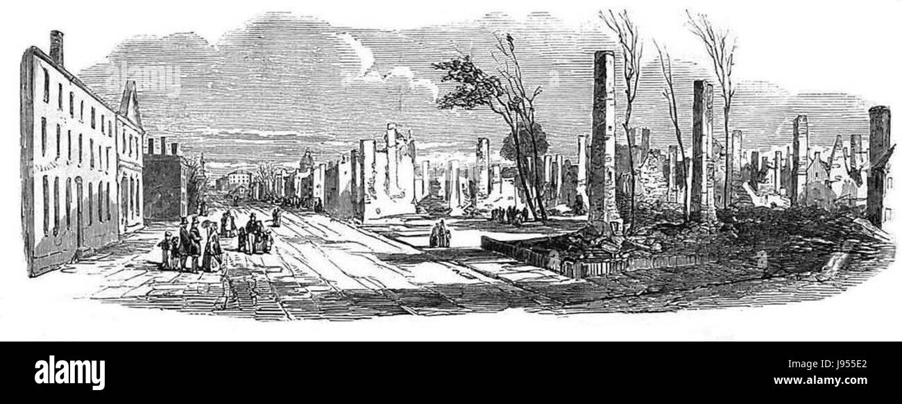 The ruins of the Great Fire at Montreal's St. Denis Street near the ...