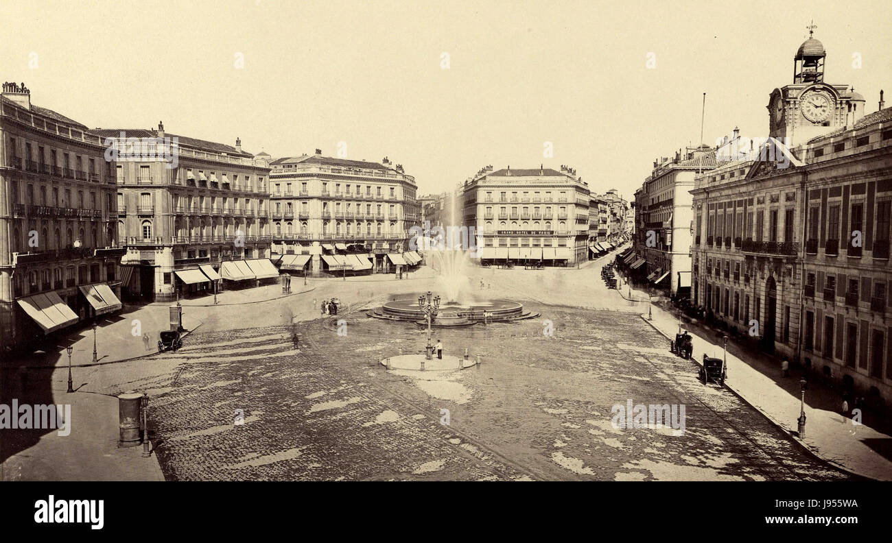 A detailed view of Puerta del Sol, a famous square in Madrid, Spain ...