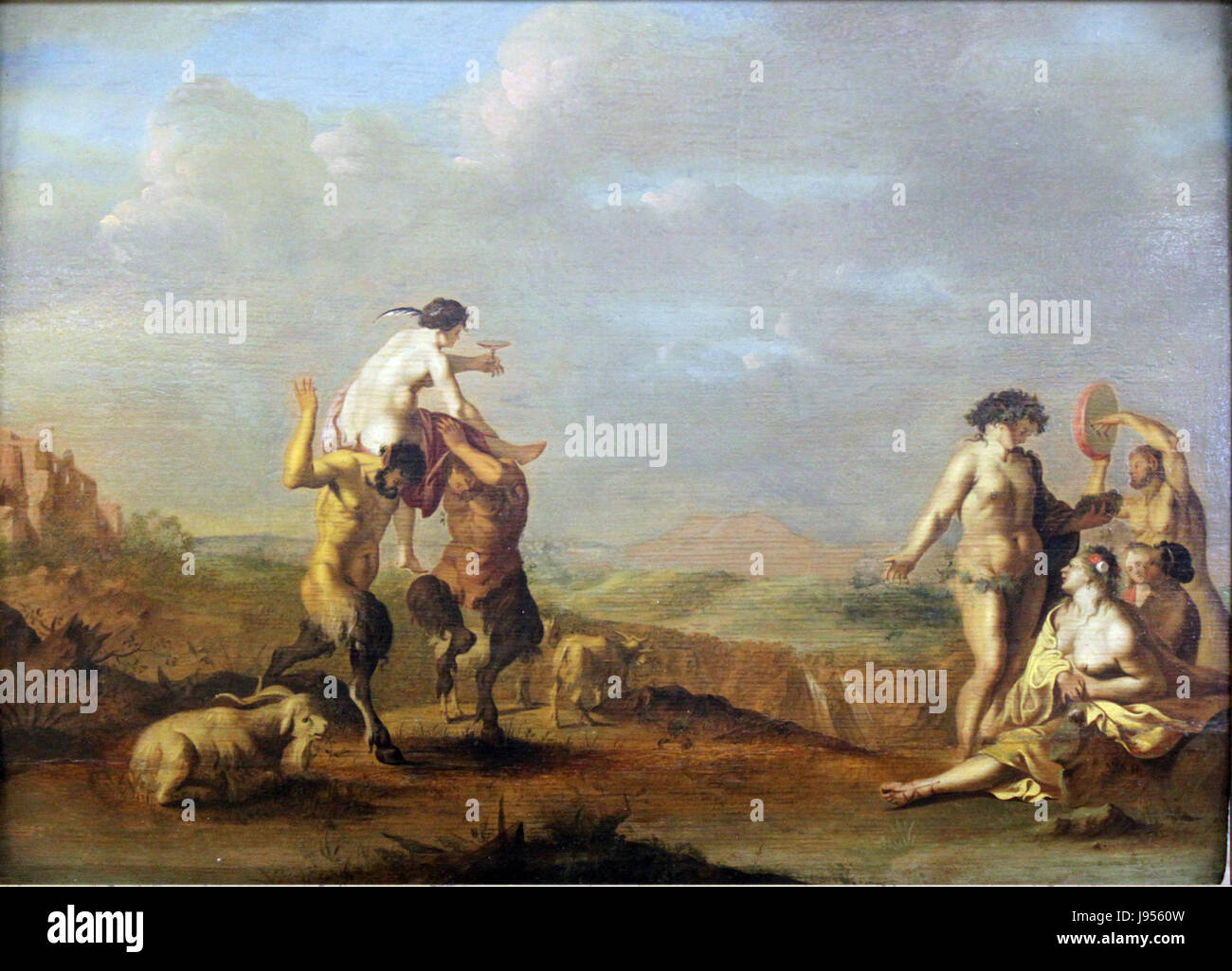The painting 'Bacchanal' by van Poelenburch, created in 1651, depicts a ...