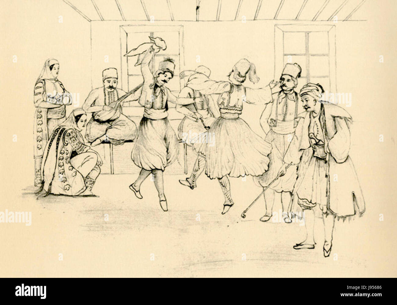 *Peytier Greek warriors dancing in a house in Attica* depicts a scene ...