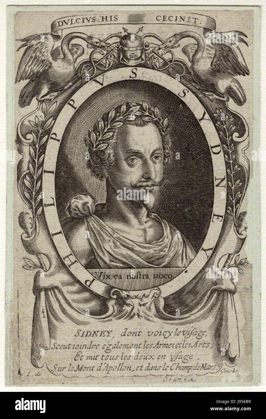 The portrait of Sir Philip Sidney, created by Jean de Courbes after an ...