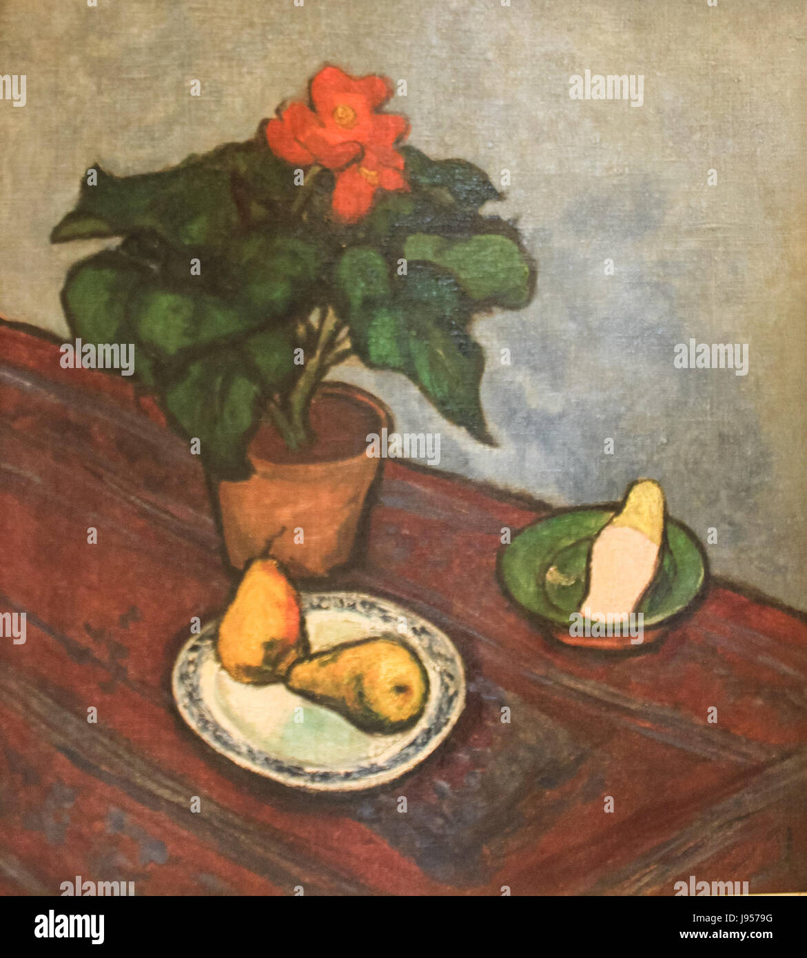A still life painting by Tihanyi, featuring a flowerpot and other ...