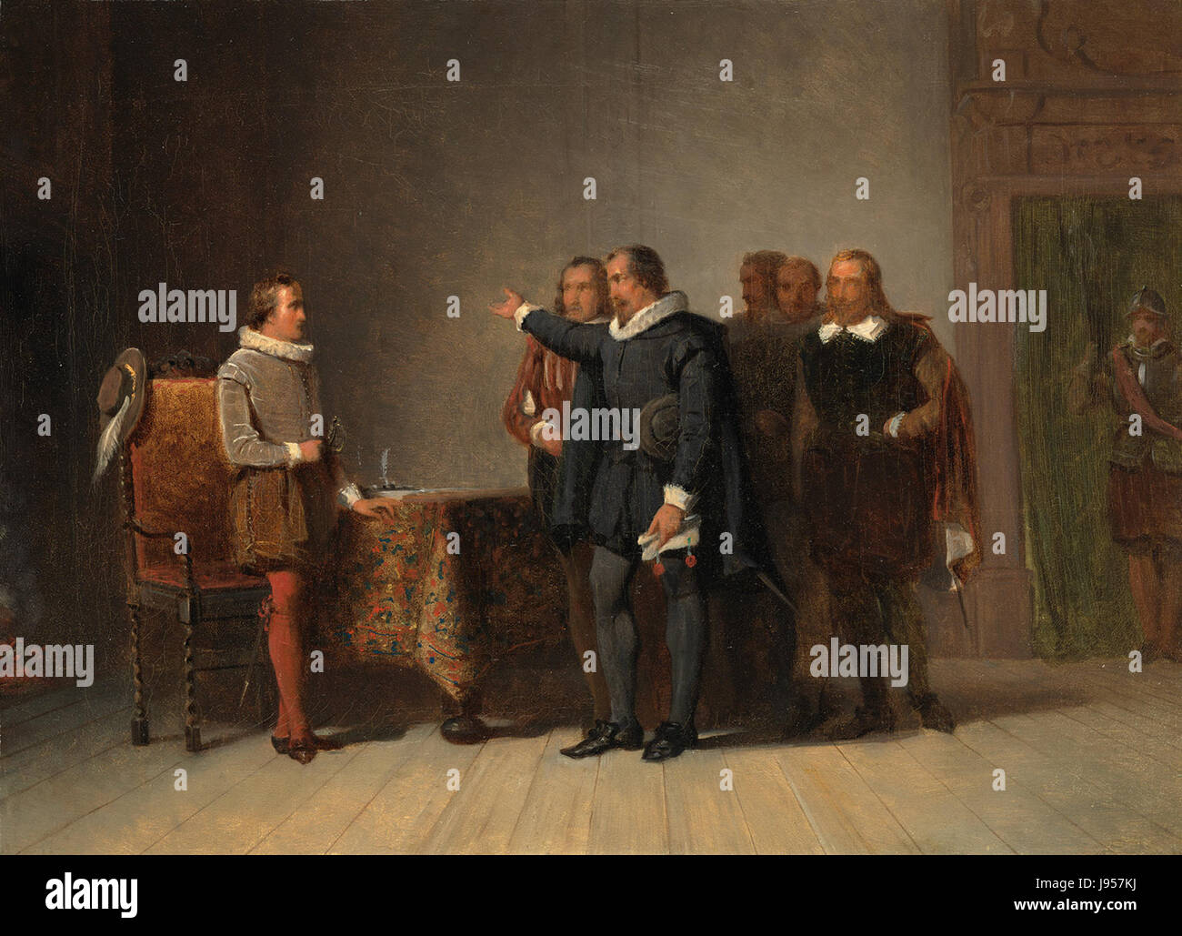 This historical scene from 1585 depicts Oldenbarnevelt delivering the ...