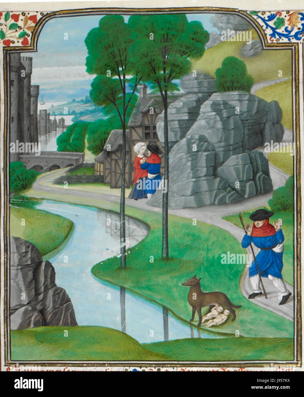 A detailed manuscript illustration from the British Library, depicting ...