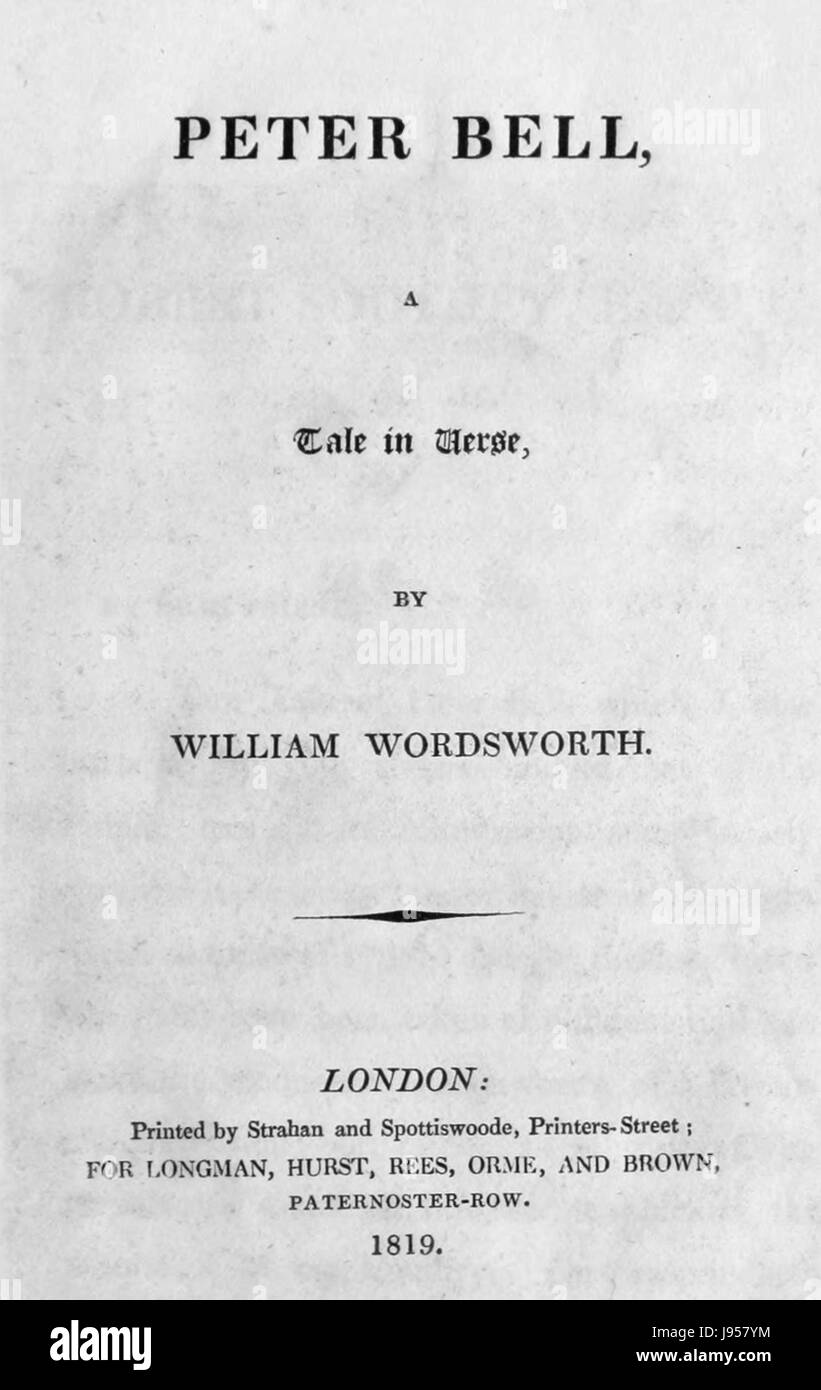 'Peter Bell' is a narrative poem by William Wordsworth, first published ...