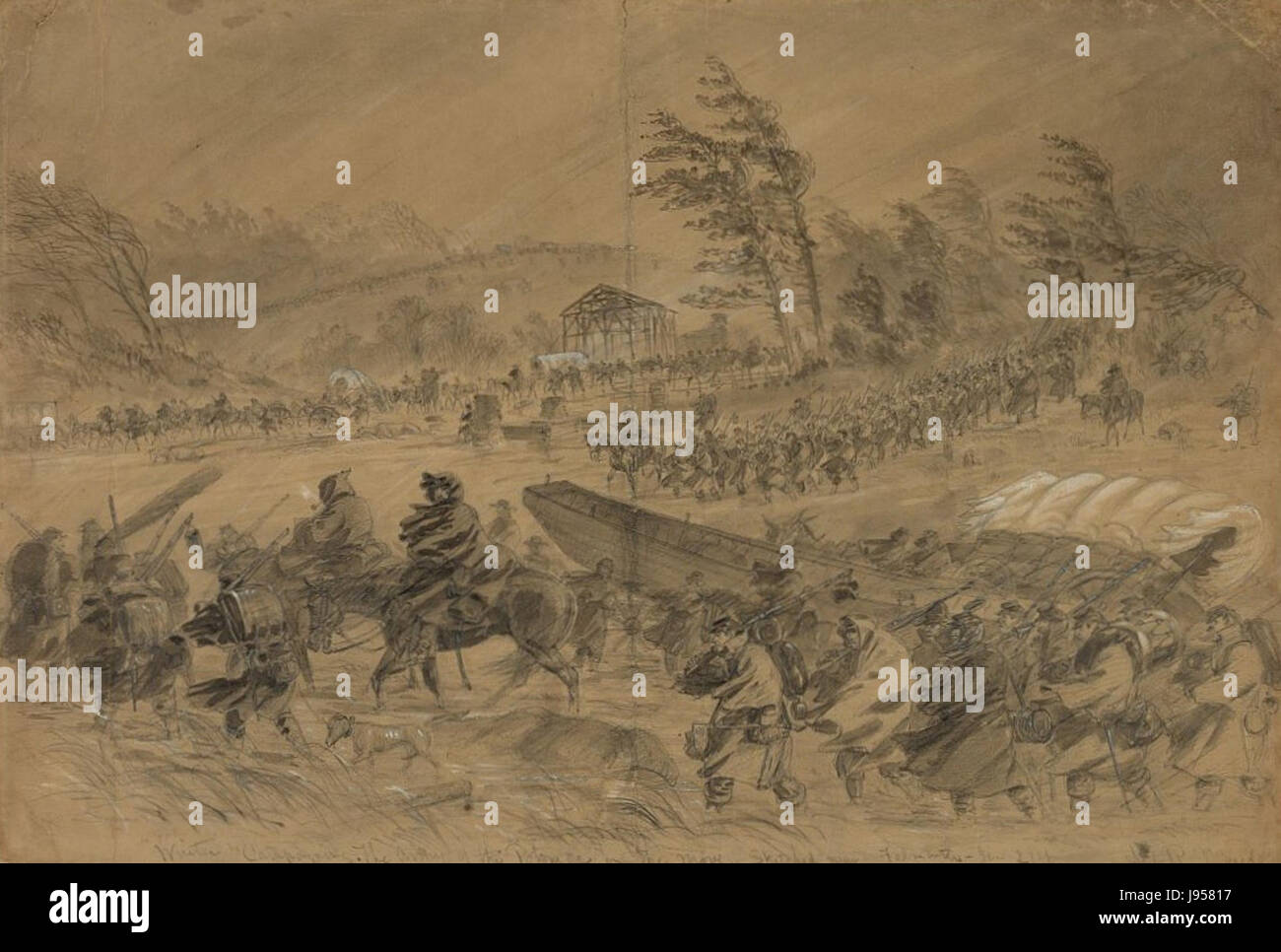 The 'Winter Campaigning Mud March' depicts a scene from a military ...