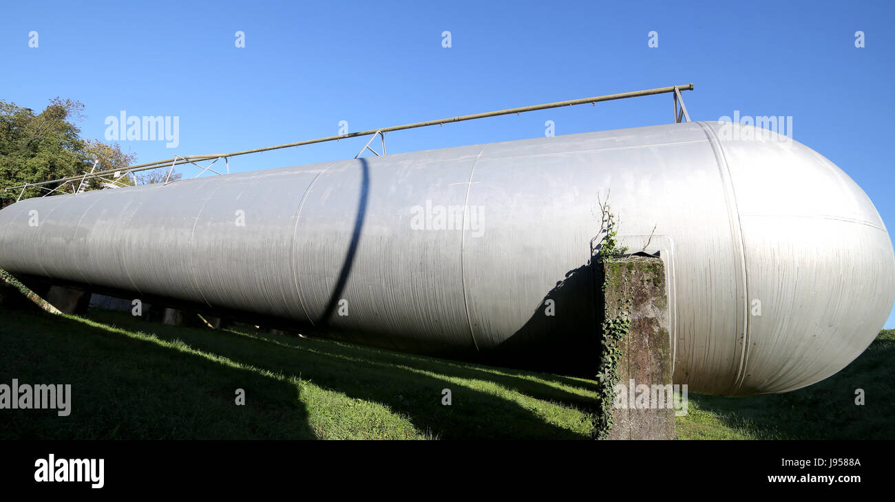 big steel tanks in the storage of flammable materials Stock Photo - Alamy
