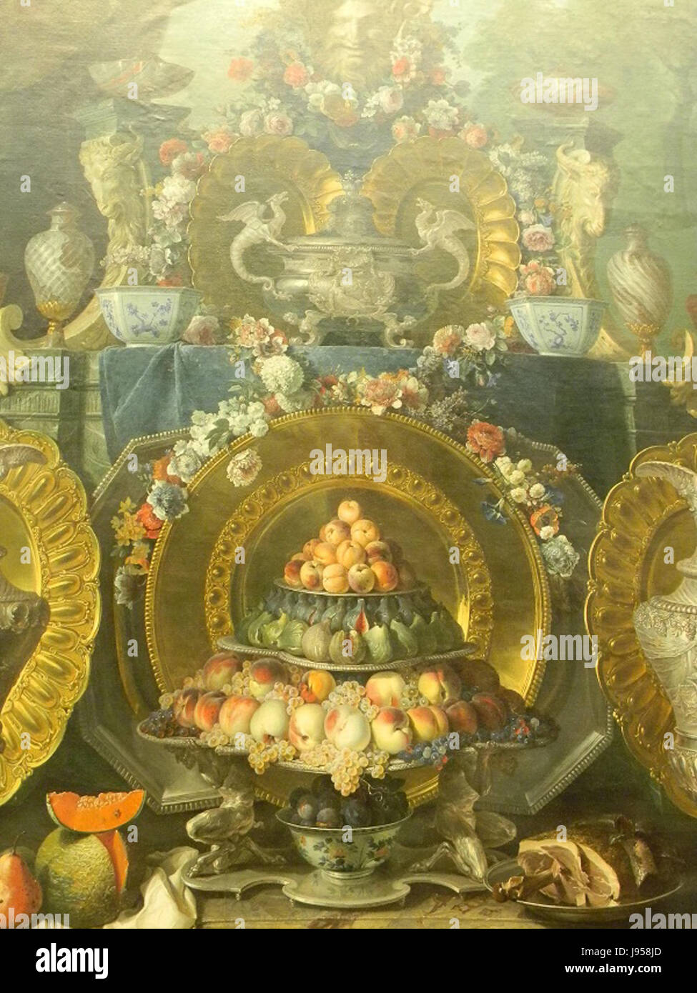 A still life painting featuring silver objects, likely capturing the ...