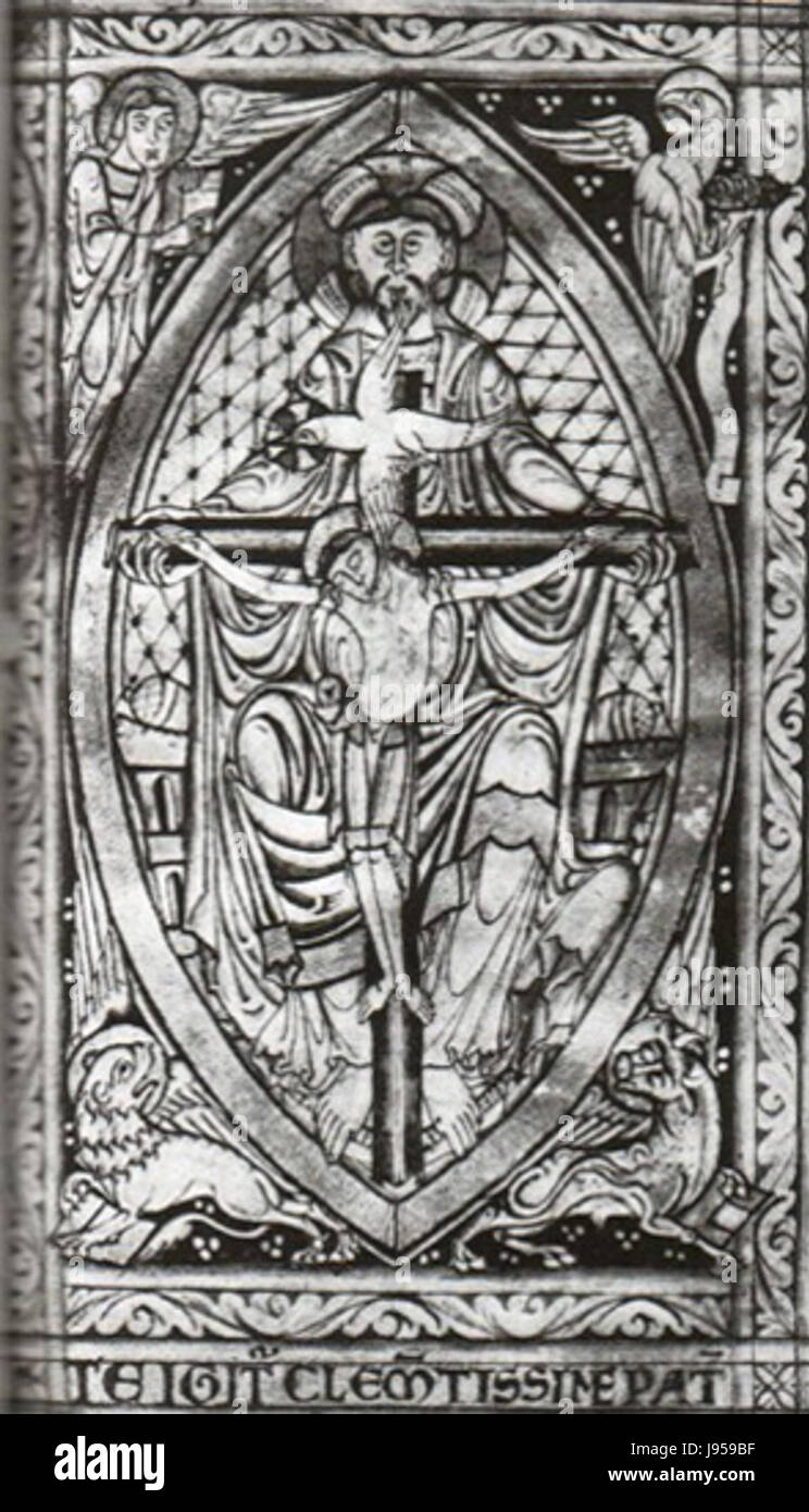 The â€˜Throne of Mercyâ€™ scene from the Cambrai Missal depicts a vivid ...